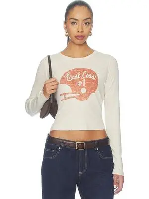 Junk Food East Coast #1 Crop Thermal Top In White - Birch