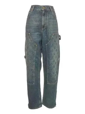 LOUIS VUITTON Monogram Straight-leg Jeans - Blue