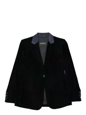 Emporio Armani Velvet Single-breasted Jacket - Blue