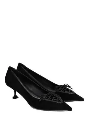 Lola Cruz Daniela Lace-up Pointed-toe Pumps Black