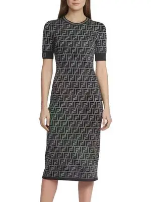 Fendi Zucca-monogram Mini Dress - Grey
