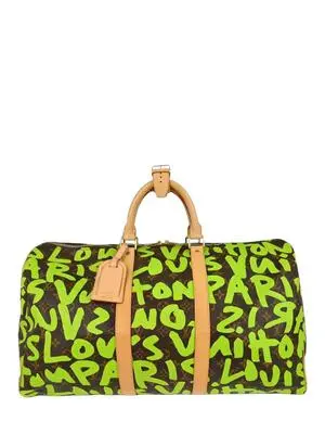 LOUIS VUITTON 50 Graffiti Keepall Monogram Duffle Bag - Green
