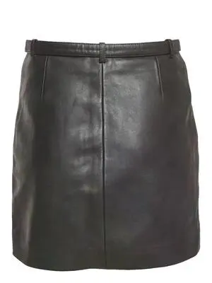 MAJE Belted Leather Skirt