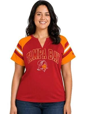 STARTER Tampa Bay Buccaneers Throwback Game On Notch Neck Raglan T-shirt - Red