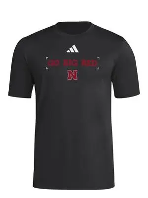 Adidas Nebraska Huskers Locker Slogan Football Pre-game T-shirt - Black