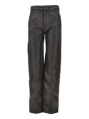 LEMAIRE Coated Denim Twisted Pants - Brown