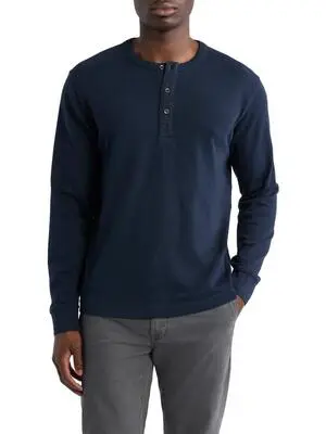 FLINT AND TINDER BY HUCKBERRY Surplus Long Sleeve Henley Navy