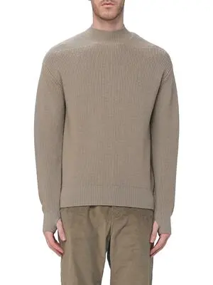 PAOLO PECORA High-neck Cotton Jumper With Dropped Shoulders Grey