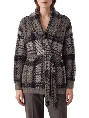 Brunello Cucinelli Tartan Wool And Cashmere Robe Cardigan - Multicolor