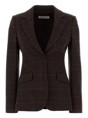 Max Mara Max Mara Embroidered Wool-Blend Checked Blazer Checked