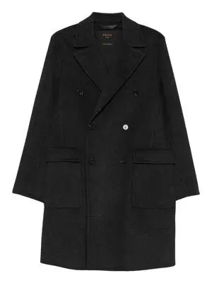 PALTO' Wool & Nylon Overcoat With Quilted-style Lining - Grey