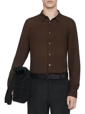 ALLSAINTS Polka Dot Fade Point Collar Shirt - Brown