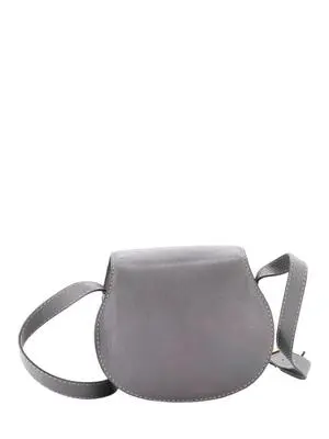 Chloé Marcie Leather Small Crossbody Bag Grey