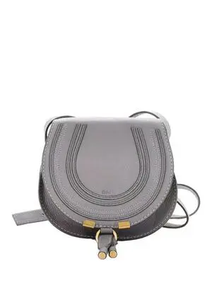 Chloé Marcie Leather Small Crossbody Bag Grey