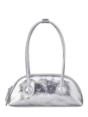 MARGESHERWOOD Mini Crinkled-leather Crescent Tote Bag Silver