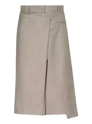 LA PISCINE Wrap-design Belt-loops Midi Skirt