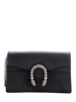 Gucci Dionysus Bag Leather Super Mini Clutch Bag - Black