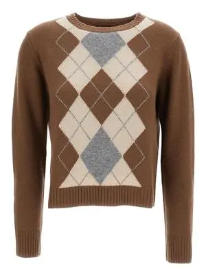 Max Mara Maglia In Lana E Cashmere Con Motivo Argyle - Multicolore