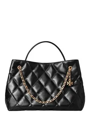 Tory Burch Fleming Carryall Leather Tote Black