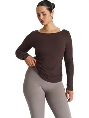 SISTERLY TRIBE Ribbed Long Sleeve Top - Espresso