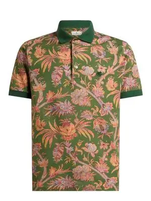 Etro Cotton Piqué Polo Shirt With Paisley Floral Motif - Multi