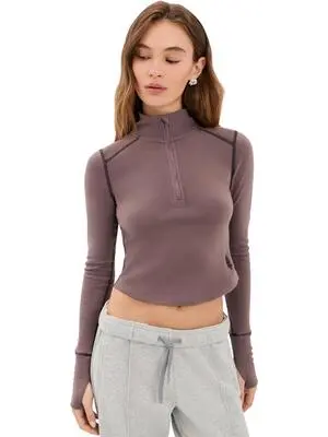 Free People Retro Rider Quarter Zip - Eclipse