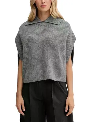 BENETTON Ribbed Sleeveless Sweater - Grey
