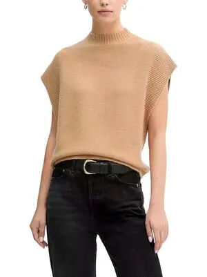 BENETTON Ribbed Sleeveless Knitted Top - Neutrals