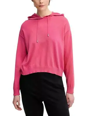BENETTON Drawstring Knitted Cotton Hoodie - Pink