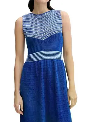 BENETTON Striped Crochet-knit Midi Dress - Blue