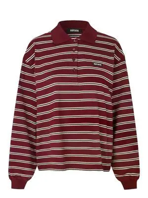 ROTATE BY BIRGER CHRISTENSEN Striped Long-sleeve Polo Shirt Red