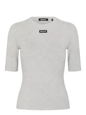 ROTATE BY BIRGER CHRISTENSEN Logo-patch Short-sleeve T-shirt - Grey