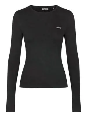 ROTATE BY BIRGER CHRISTENSEN Logo-patch Long-sleeve T-shirt Black