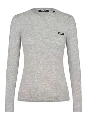 ROTATE BY BIRGER CHRISTENSEN Logo-patch Long-sleeve T-shirt Grey
