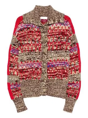 Dries Van Noten Oversize Jacquard Wool Cardigan Multi
