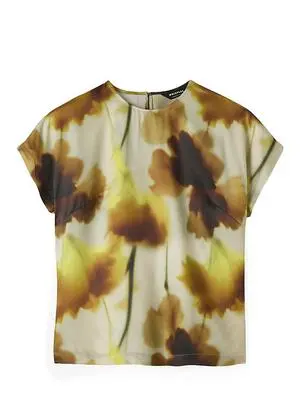 Whistles Floral Stem Short-sleeve Woven Blouse - Yellow/multi