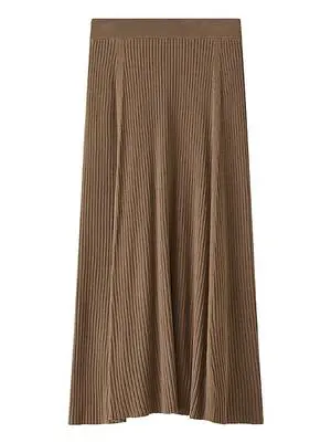 JOSEPH Hallie Rib Merino-wool Blend Midi Skirt - Sable