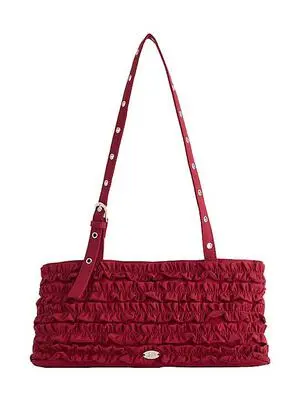 DAMSON MADDER Sophia Ruffle Woven Shoulder Bag - Red