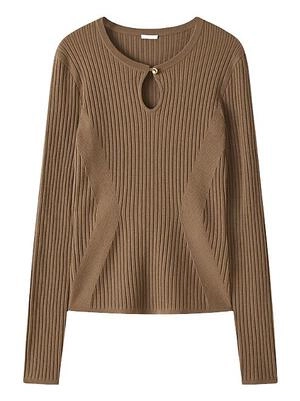 JOSEPH Luz Rib Merino-wool Blend Top - Sable