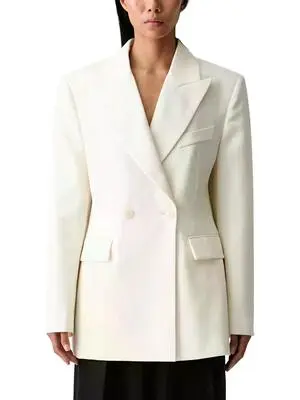 ANINE BING Double-breasted Peaked-lapel Blazer - Neutrals