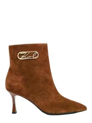 KARL LAGERFELD Logo-plaque Suede Ankle Boots