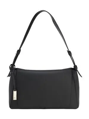 BOSS Shoulder Bag In Grained Leather With Logo Plaque - Black