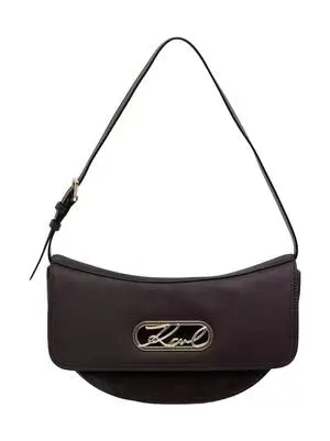 Karl Lagerfeld Logo-plaque Suede-panel Shoulder Bag Brown