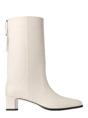 JIMMY CHOO Caly Mid 45 Polished Calf Leather Ankle Boots Bone