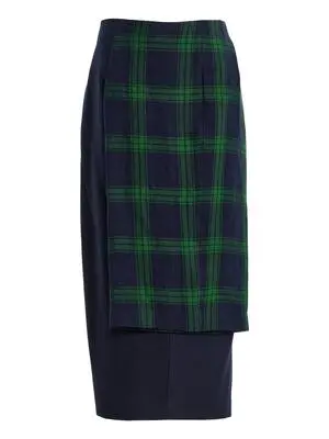 ASHLYN Twisted Plaid Cotton Midi Skirt - Multi