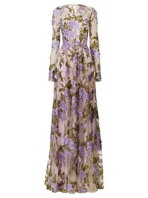 Naeem Khan Floral Lace Gown - Multi