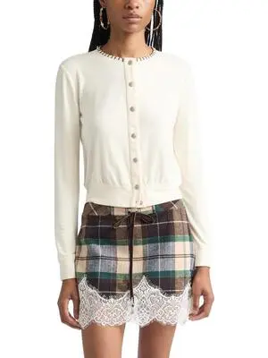 SIEDRES Poli Whipstitched Cardigan - Ecru