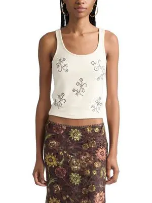 SIEDRES Cali Studded Rib Tank - Ecru