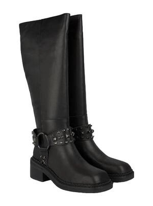 ALMA EN PENA Studded Biker Boot - Black