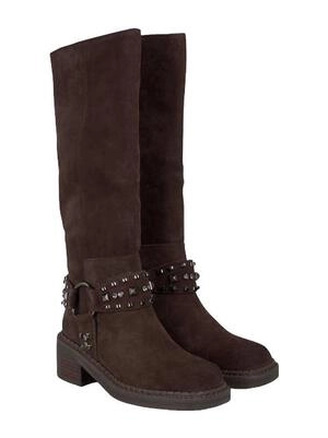 ALMA EN PENA Studded Biker Boot - Coffee